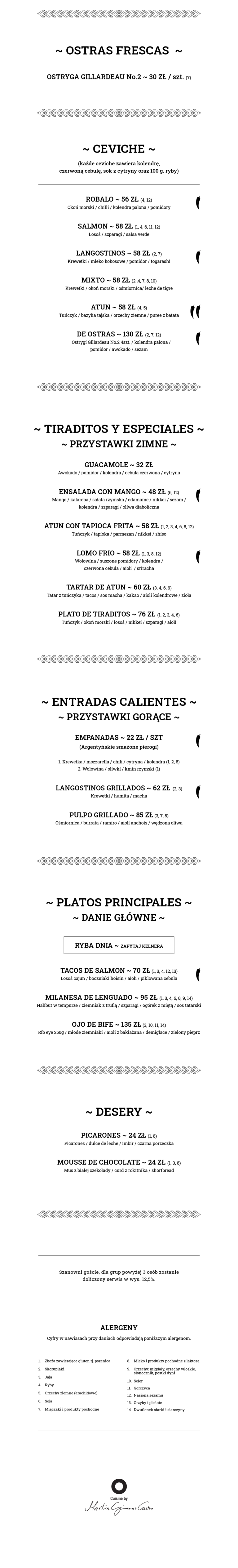Menu – Ceviche Bar