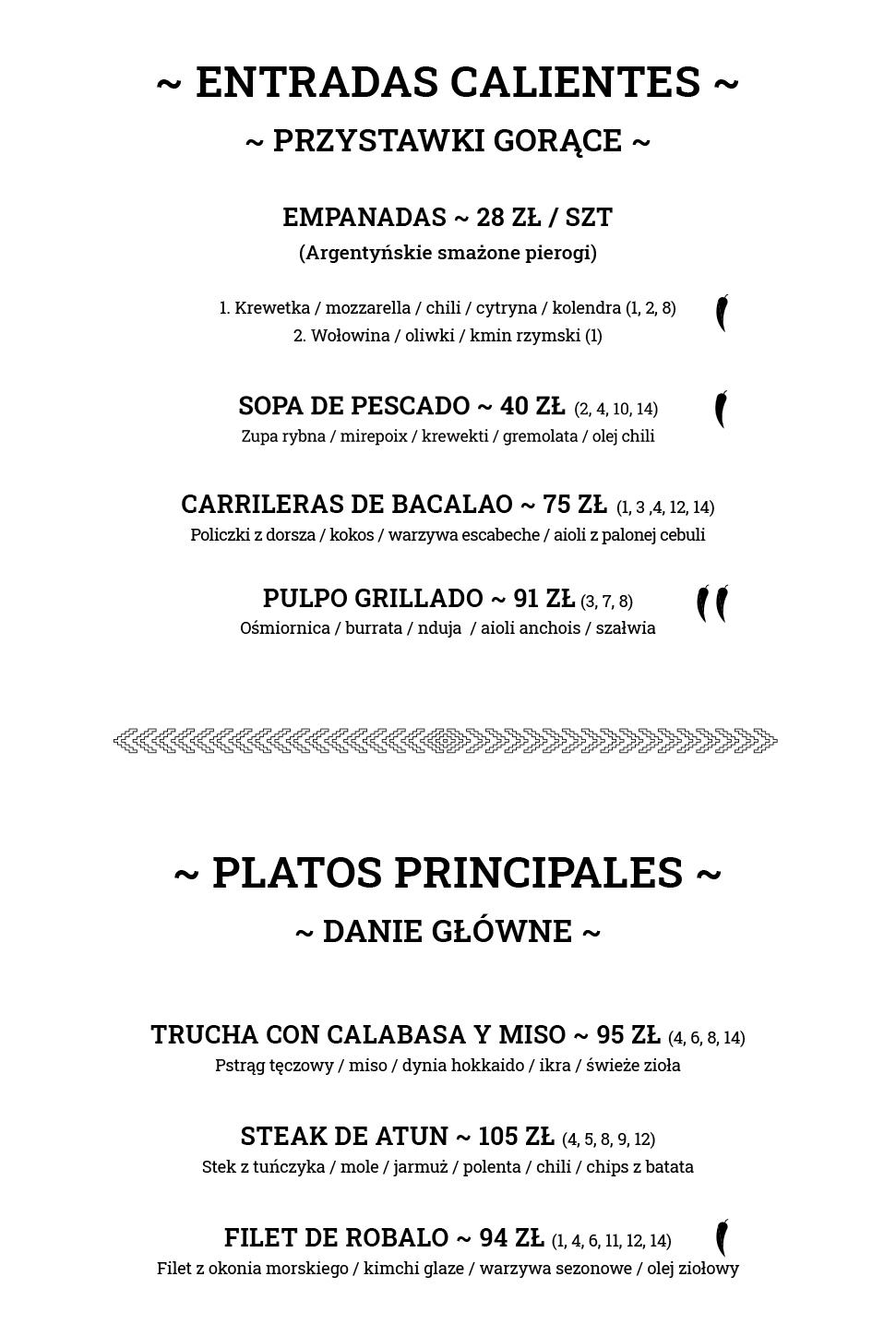 Menu – Ceviche Bar